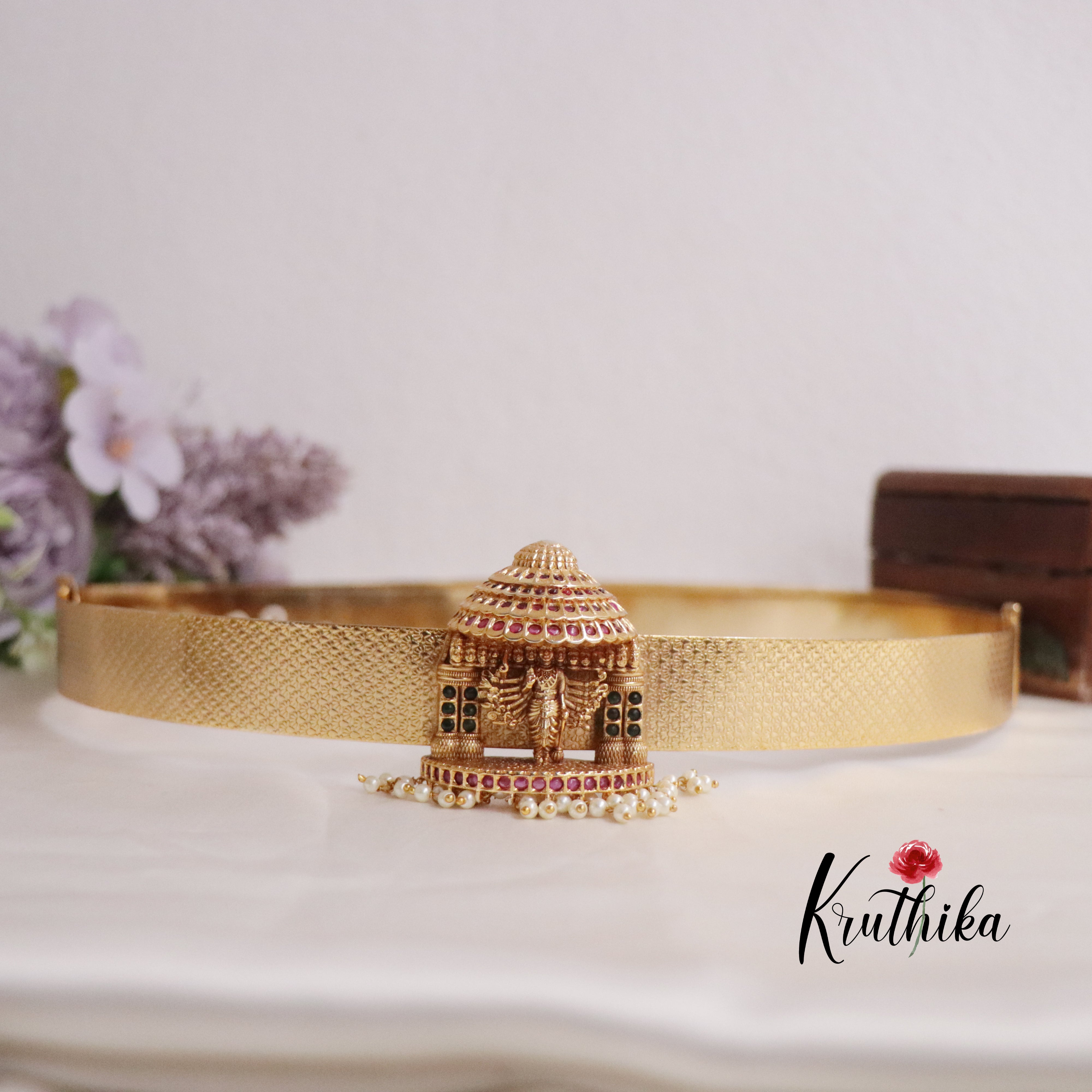 Simple Light Weight Temple Hip Belt with Pearl Drops V283 – Kruthika ...