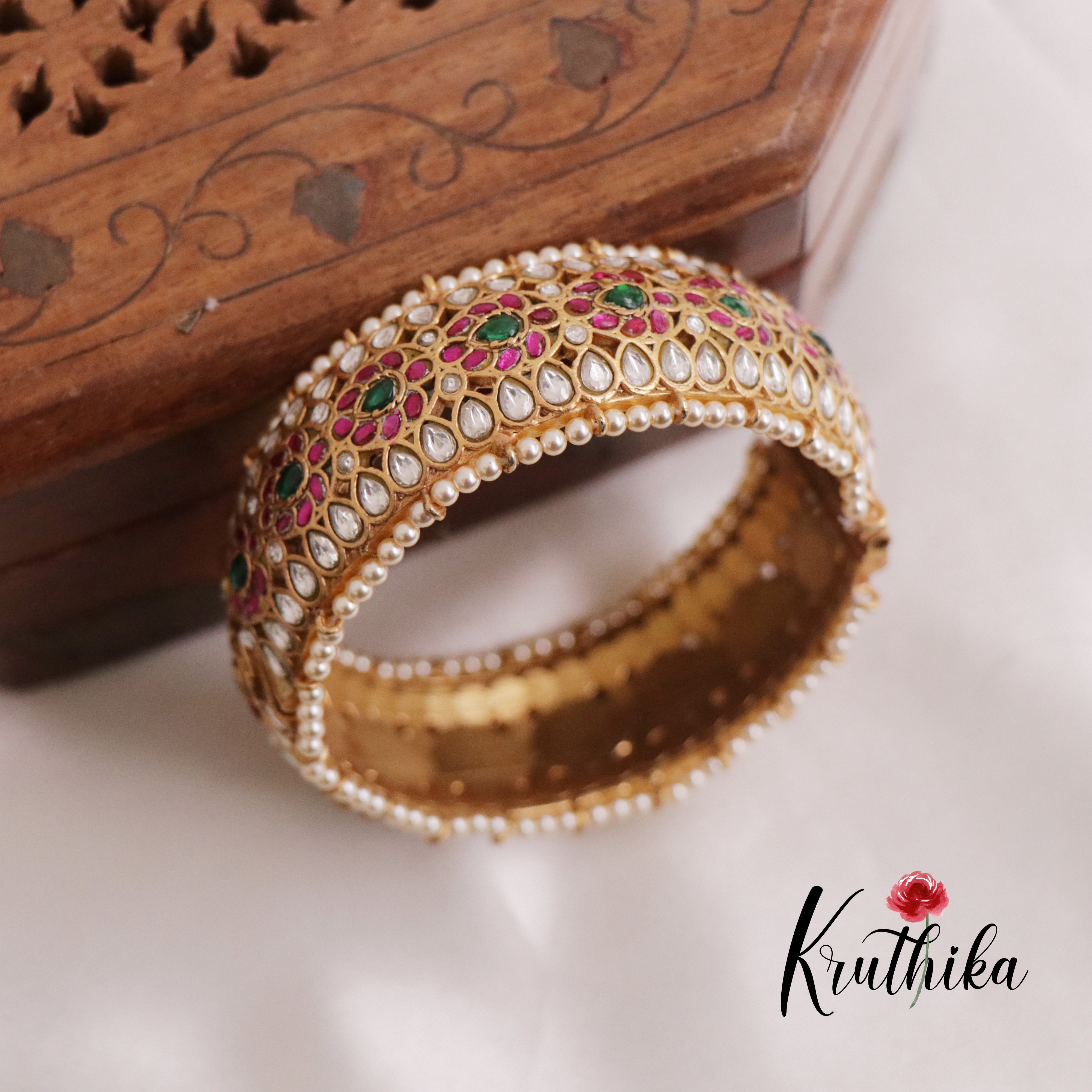 Royal Jadau Kundan Single Bangle Kada Openable screw Type B314 ...