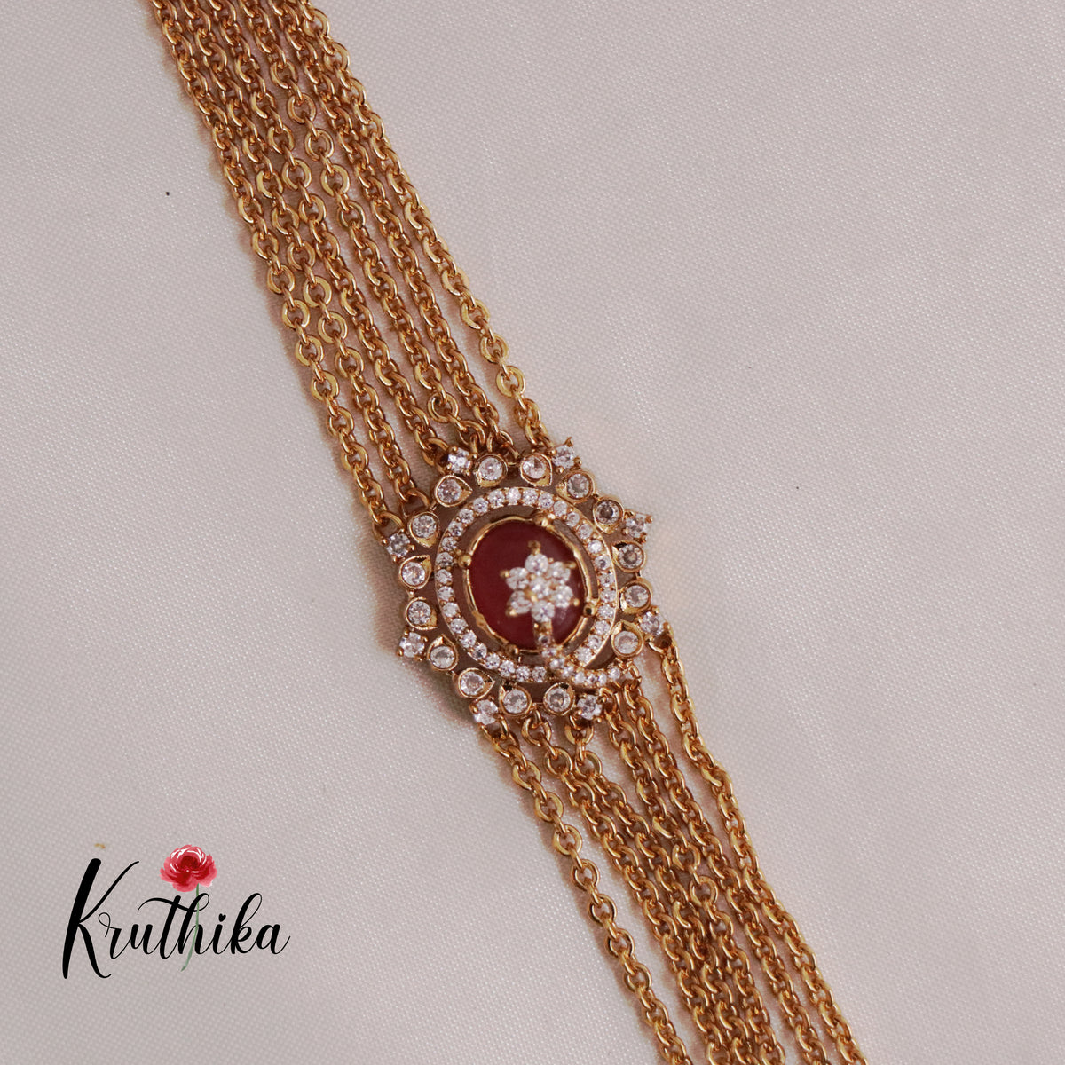 Trendy Four Layer Chandra Haaram Ruby with AD Pendant LH1905 – Kruthika ...