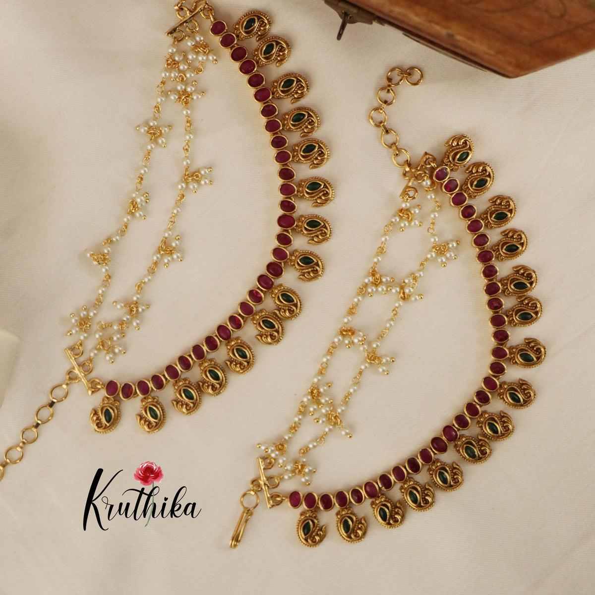 Premium Kempu Ear Chain EC44 – Kruthika Jewellery